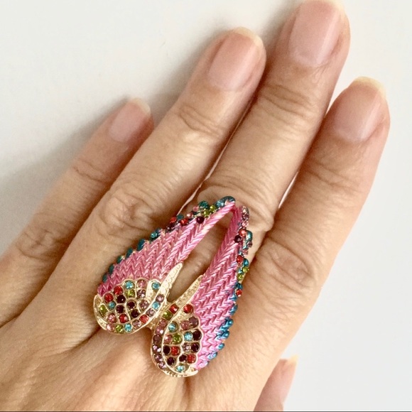 Jewelry | Angel Wings Multicolor Crystal Rhinestones Ring | Poshmark